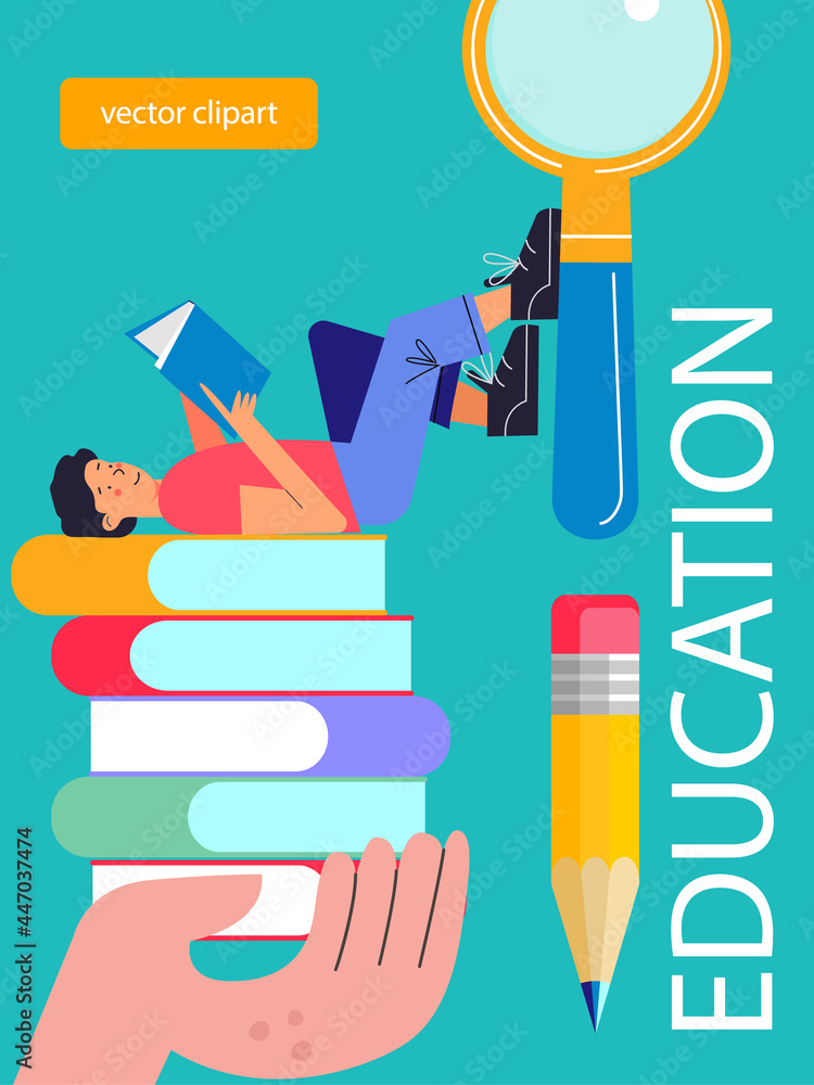 Education, school. Vector poster, banner template. A set of cliparts ...