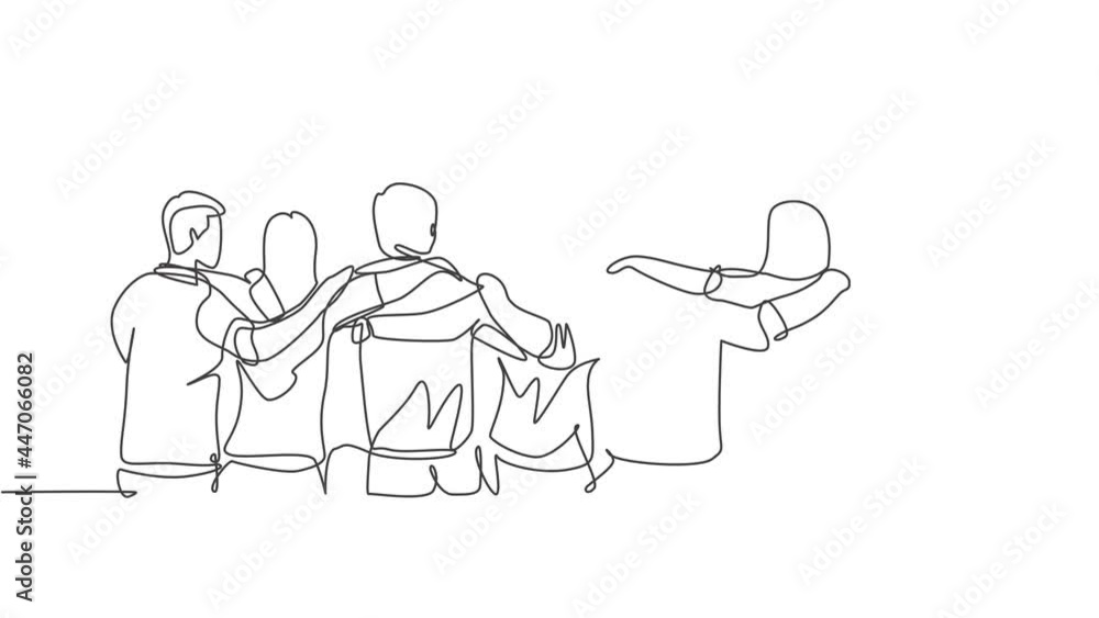 Animated self drawing of single continuous line draw about men woman ...