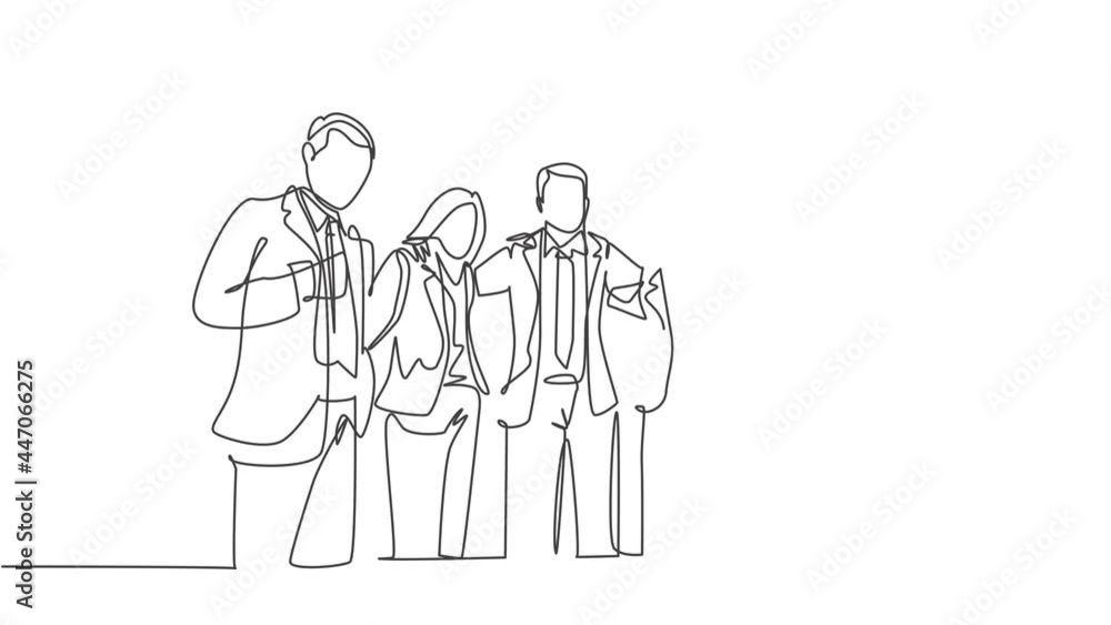 Animated self drawing of one continuous line draw young male female ...