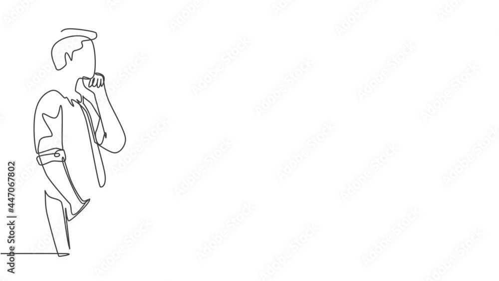 Vidéo Stock Self drawing animation of one single line draw male worker ...