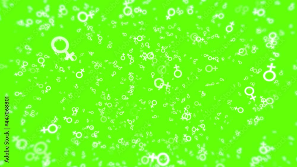 A lot of white Venus female symbols falls in a green screen. Gender ...