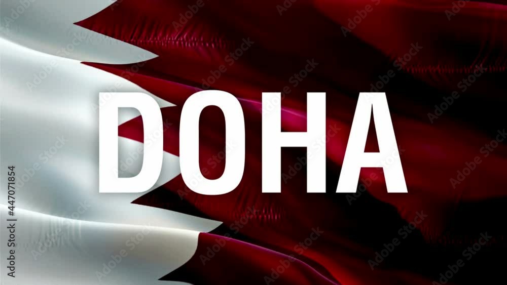 Doha on Qatar flag Closeup 1080p Full HD 1920X1080 footage video waving ...