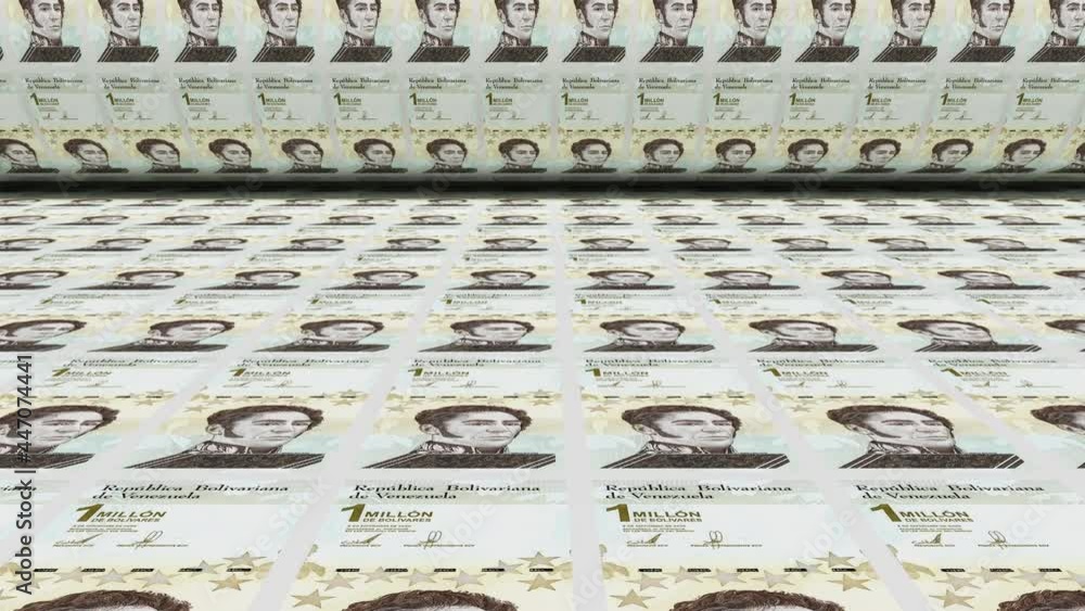 Inflation. Venezuelan bolívar banknotes or bills, VEB currency cash in ...