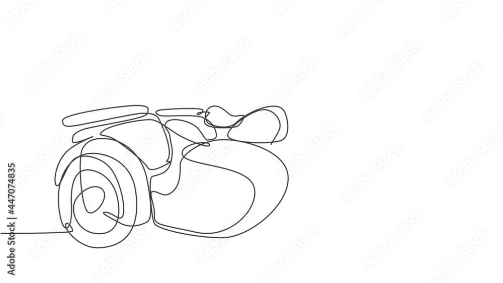 Animated self drawing of one continuous line draw retro old vintage ...