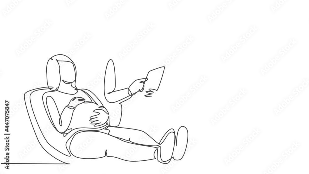 Self drawing animation of single line draw female obstetrics gynecology ...