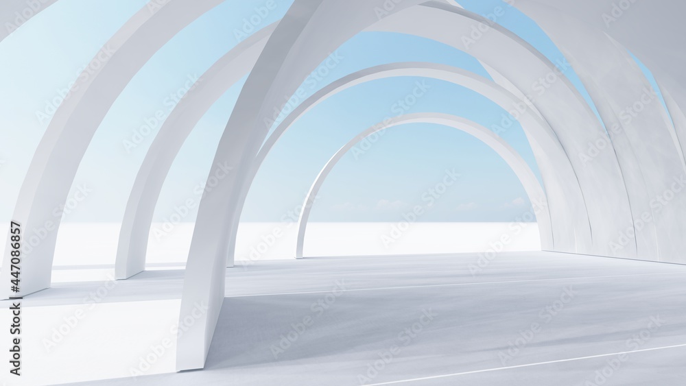 Abstract architecture background arched interior 3d render Stock ...