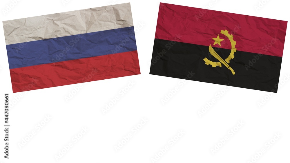 Angola and Russia Flags Together Paper Texture Effect Illustration ...