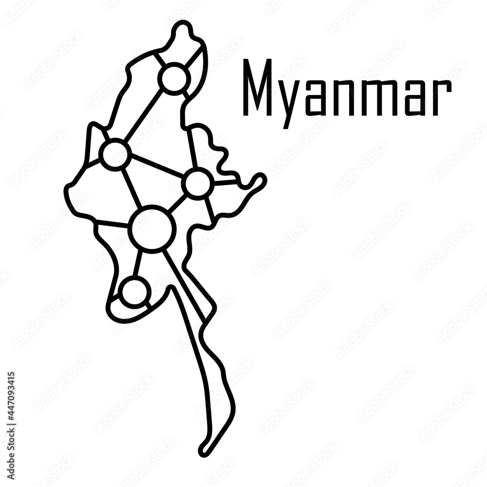 Myanmar map icon, vector illustration in black isolated on white ...