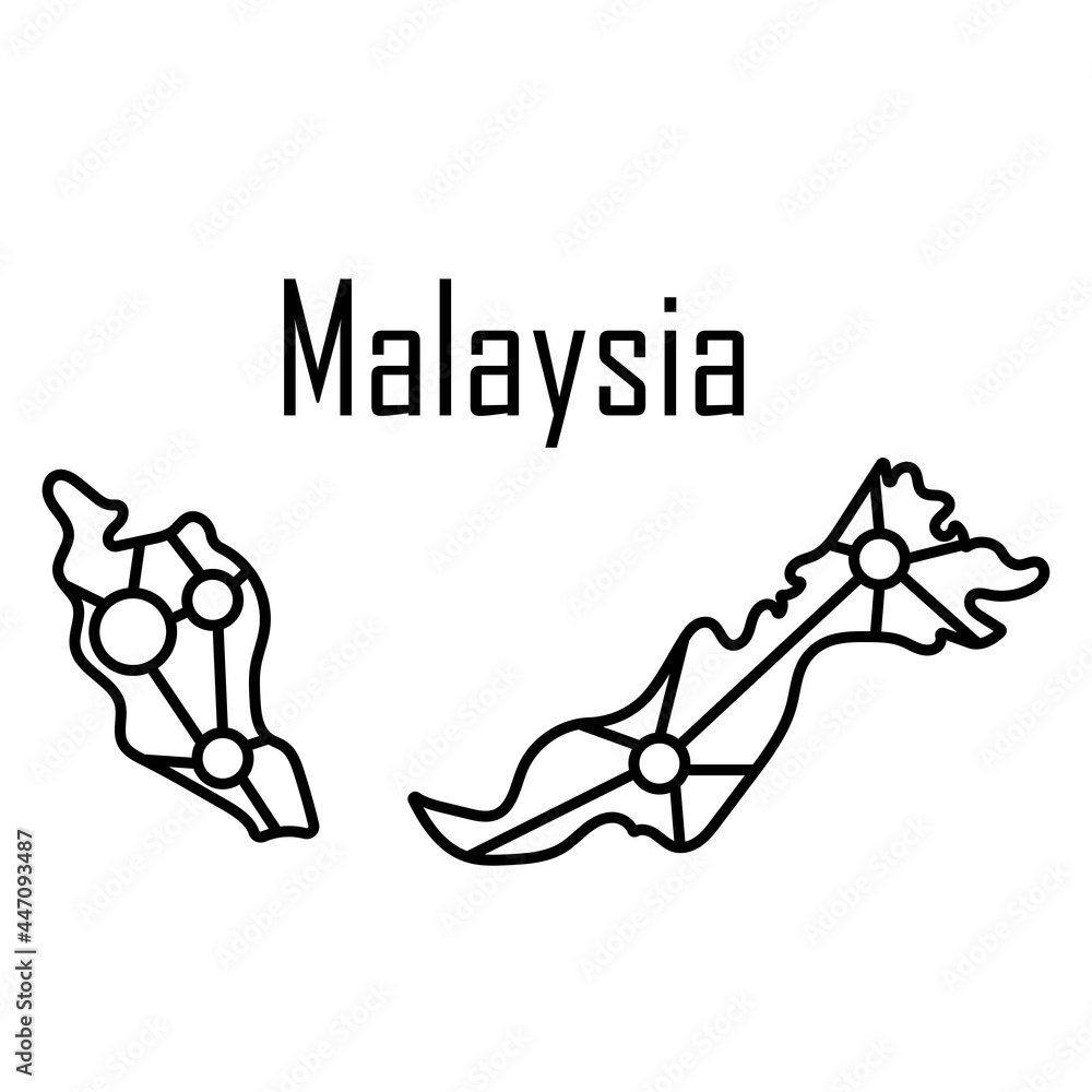 Malaysia map icon, vector illustration in black isolated on white ...