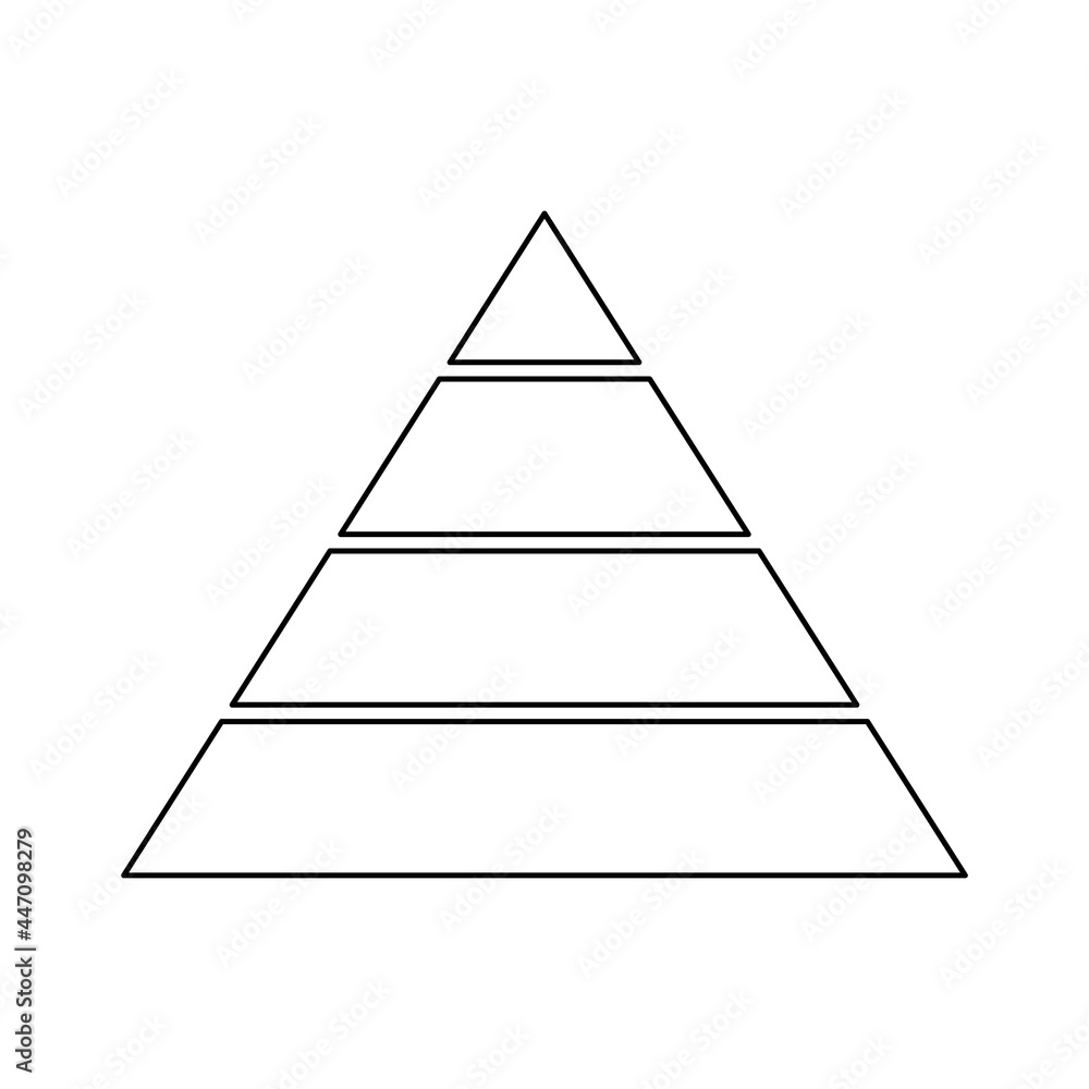 Vetor de Pyramid line icon for infographics. Triangle outline with 4 ...
