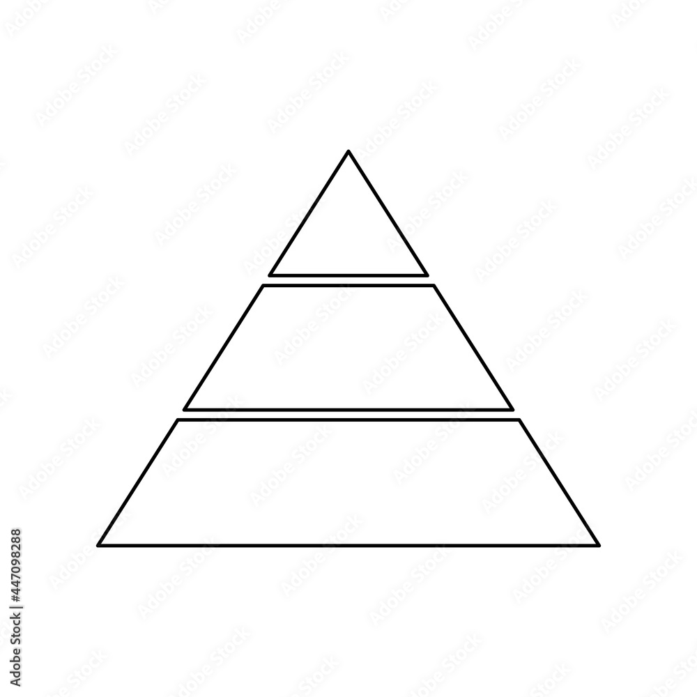 Pyramid line icon for infographics. Triangle outline with 3 levels ... Pyramid line icon for infographics. Triangle outline with 3 levels ...