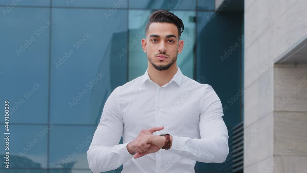 Portrait serious upset impatient hispanic man bearded guy disgruntled ...