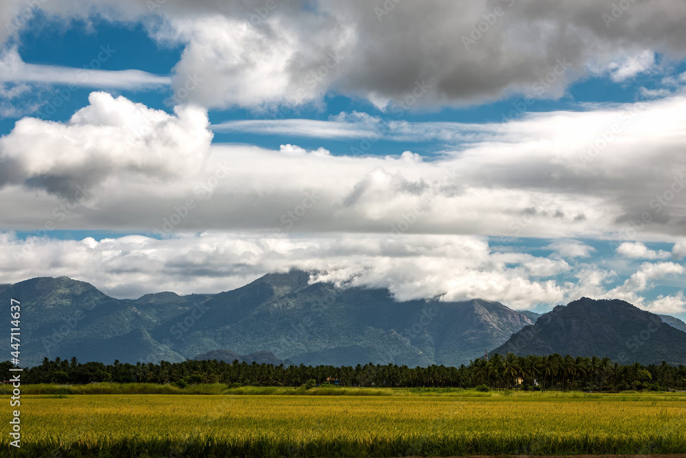 Nature Mountain with blue sky clouds background view. Stock Photo ...