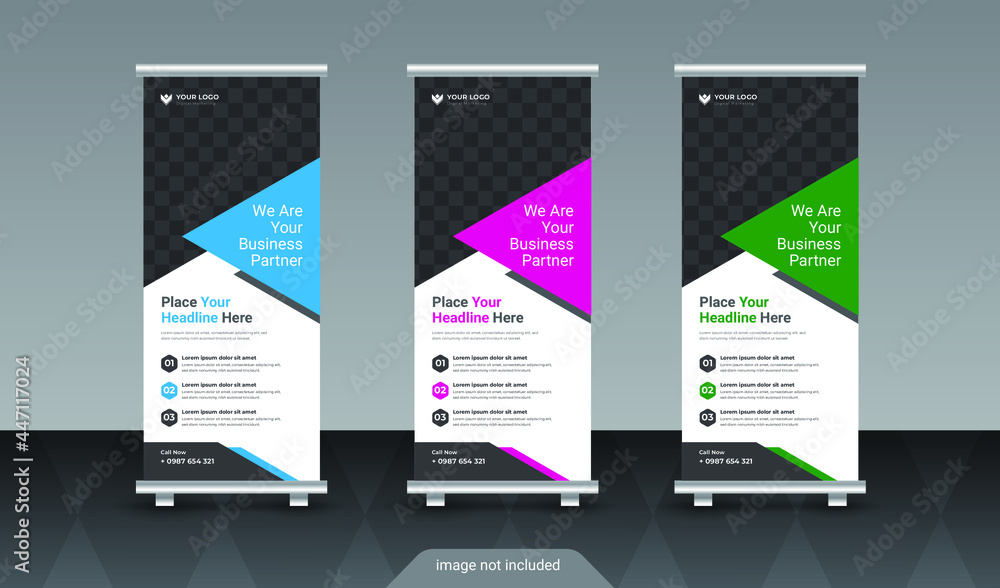 creative corporate round ellipse shape roll up standee banner template ...