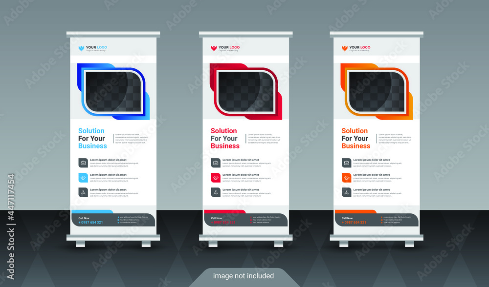 creative corporate round ellipse shape roll up standee banner template ...