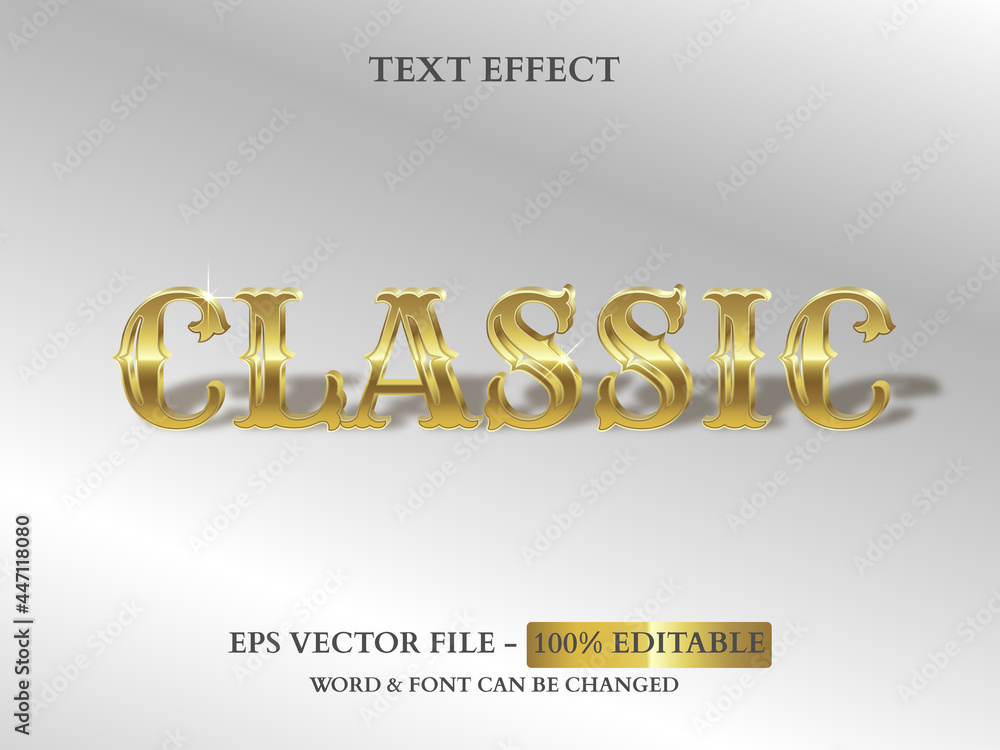 Gold text effect classic style. Editable font text effect. Stock Vector ...