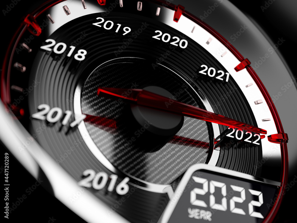 2022 year car speedometer. Countdown concept ilustración de Stock ...