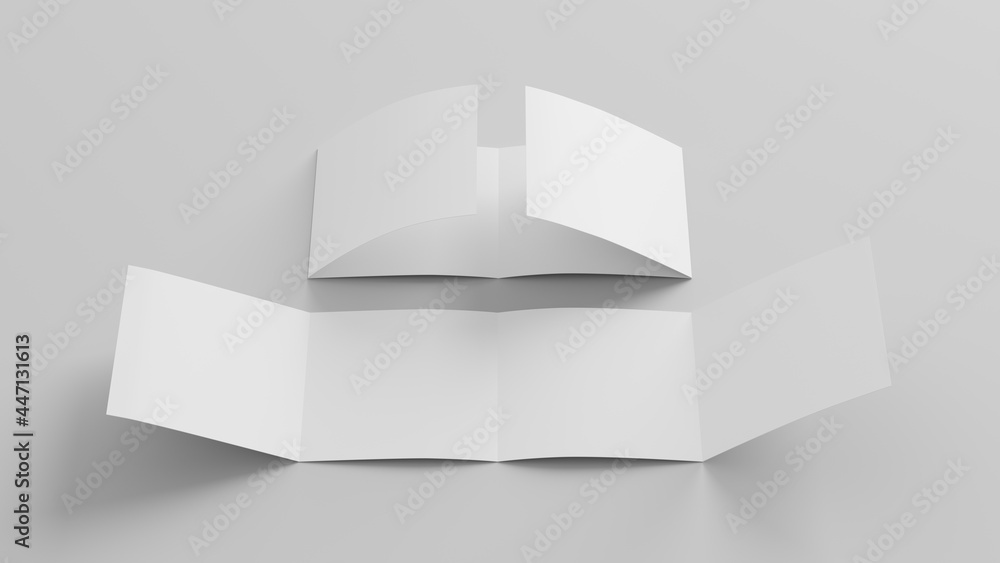 Square double gate fold brochure. Four panels, eight pages blank ...