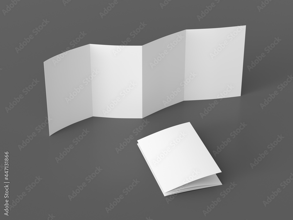 Vertical page zigzag or accordion fold brochure. Four panels, eight ...