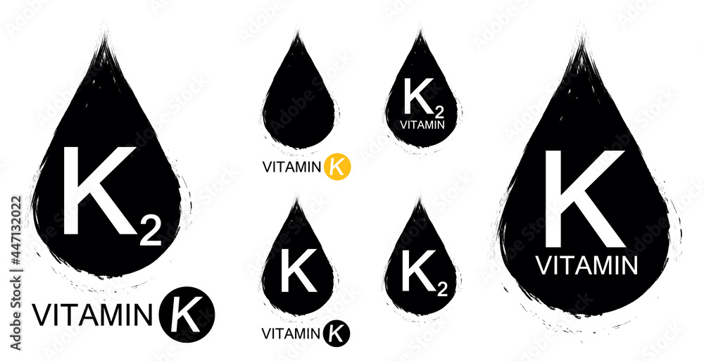 Vitamin K and K2, set icons, isolated symbols, vector illustration ...
