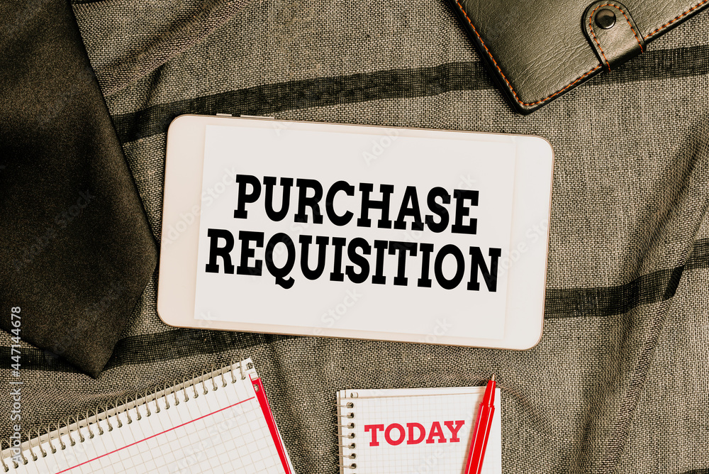 Conceptual caption Purchase Requisition. Business showcase document ...
