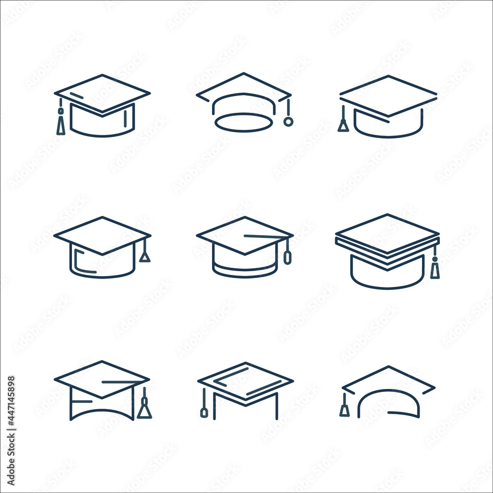 graduate cap icon set. graduate cap pack symbol vector elements for ...