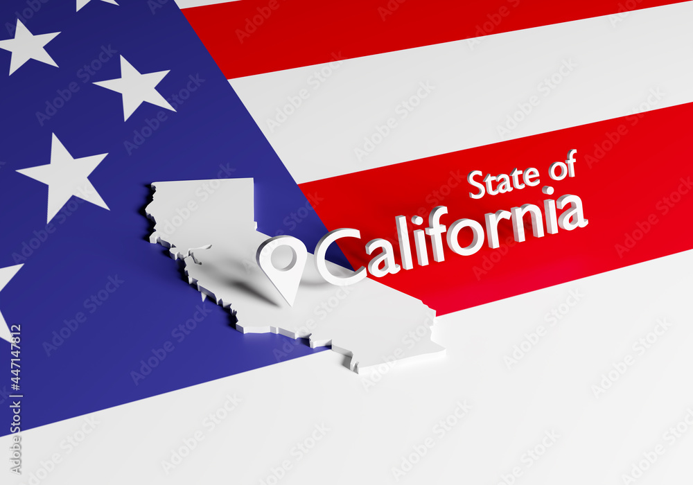 USA. State California. Map of America. Fragment of the territory of the ...