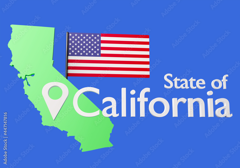 USA. State California. Map of America. Fragment of the territory of the ...