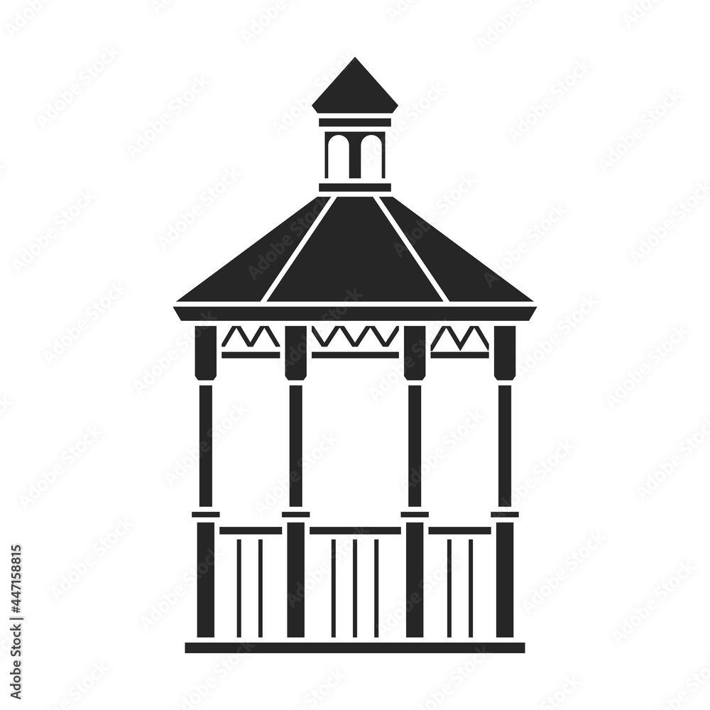 Wooden gazebo of pergola vector icon.Black vector icon isolated on ...