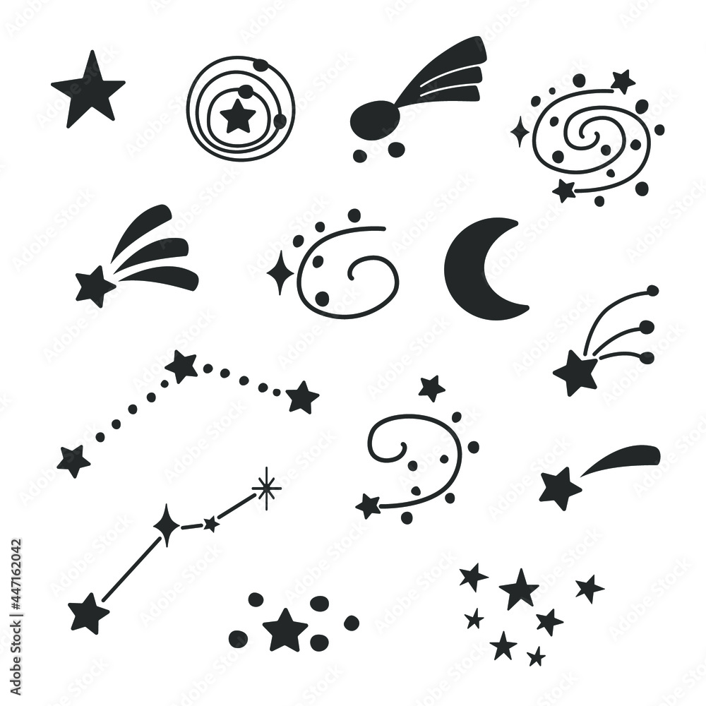 Set of stars. Constellations. Little space - vector set. Nursery cosmos ...