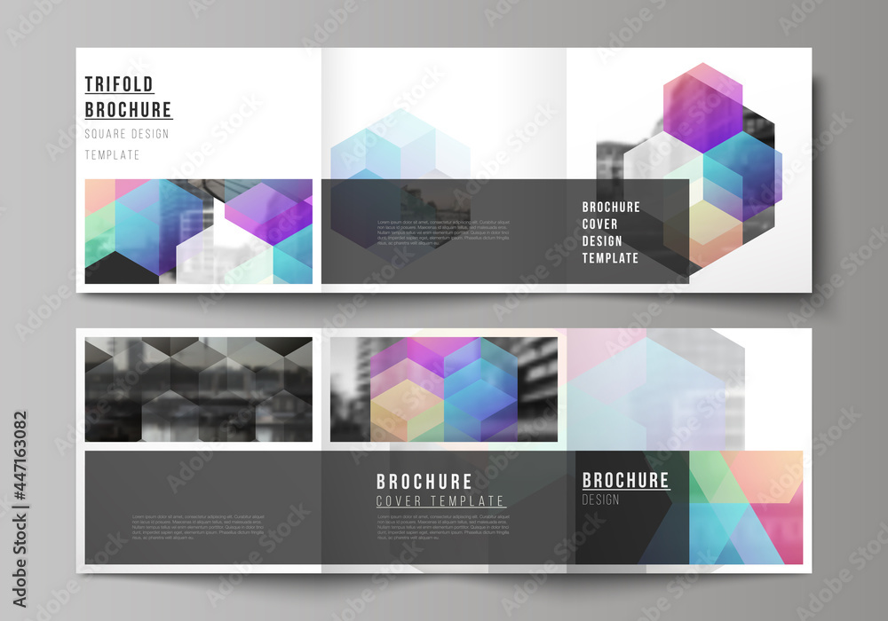 Vector layout of square format covers design templates with colorful ...