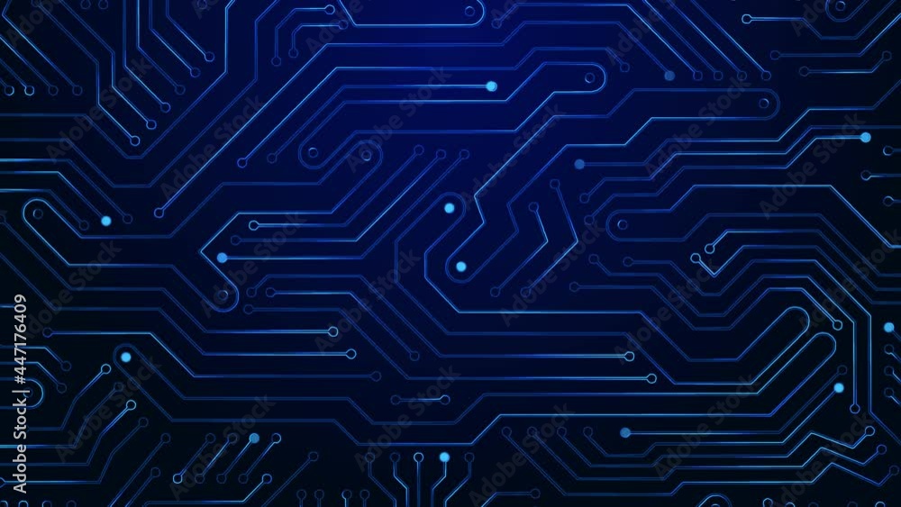 4K 3D Electronic circuit board. signals Motherboard Loop Animation ...