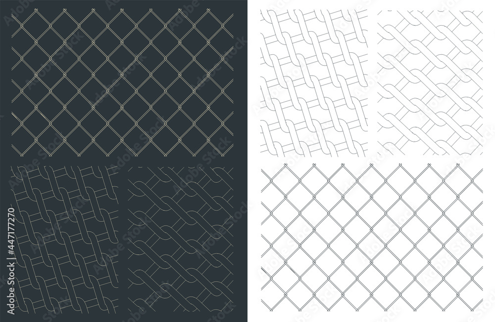 Chain Link Fence Drawings mini Set Stock Vector | Adobe Stock