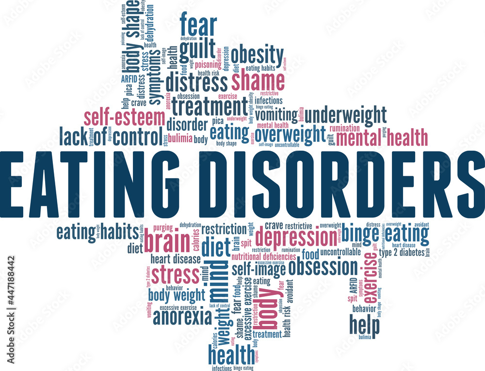 Eating disorders vector illustration word cloud isolated on a white ...