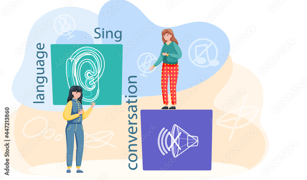 Sign language conversation modern teaching method. Education for people ...