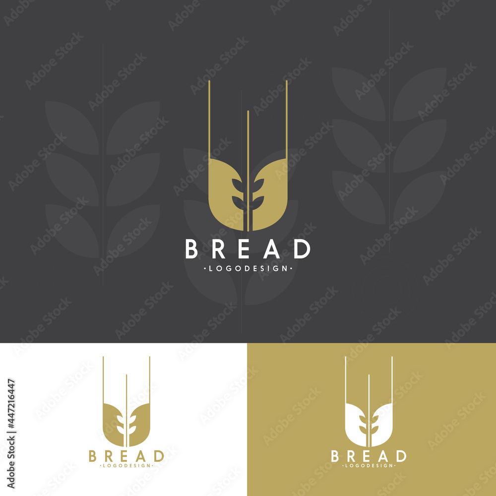 Simple bakery logo design with wheat and bread. Flat bakery logotype ...