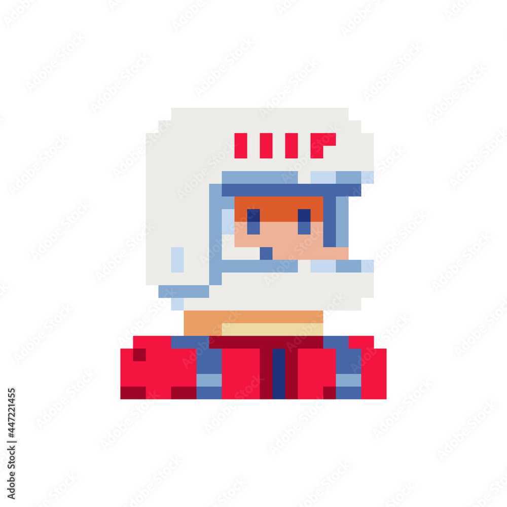 Astronaut. Pixel art. Cosmonaut character. Stickers design. Isolated ...