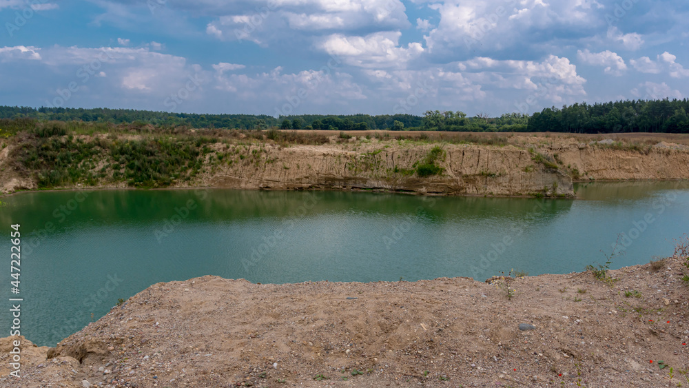 Gravel pit. A lake that fills the former pits with water. Stock Photo ...