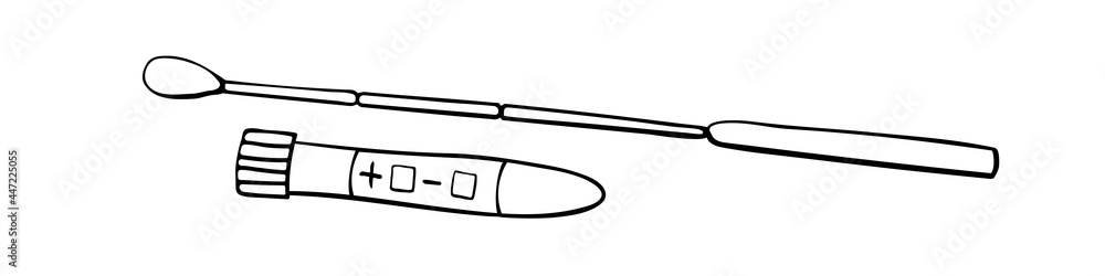 Test tube, beaker with swab isolated on white background. Covid-19 test ...