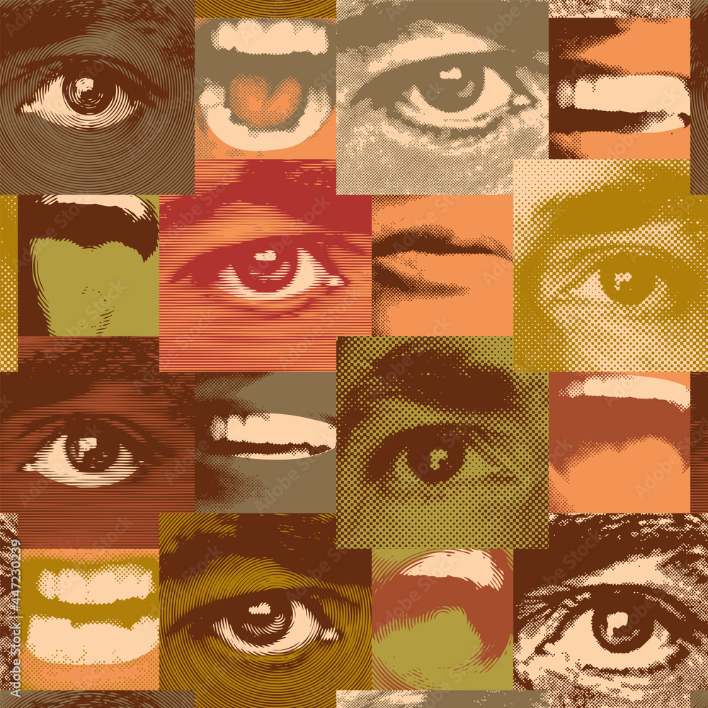 Vettoriale Stock Abstract seamless pattern with square fragments of ...