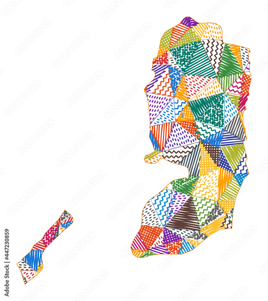 Kid style map of Palestine. Hand drawn polygons in the shape of ...