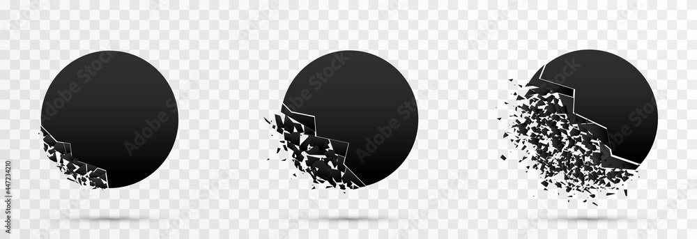 Explosive banner. Destruction of png shapes. Explosion of figures ...