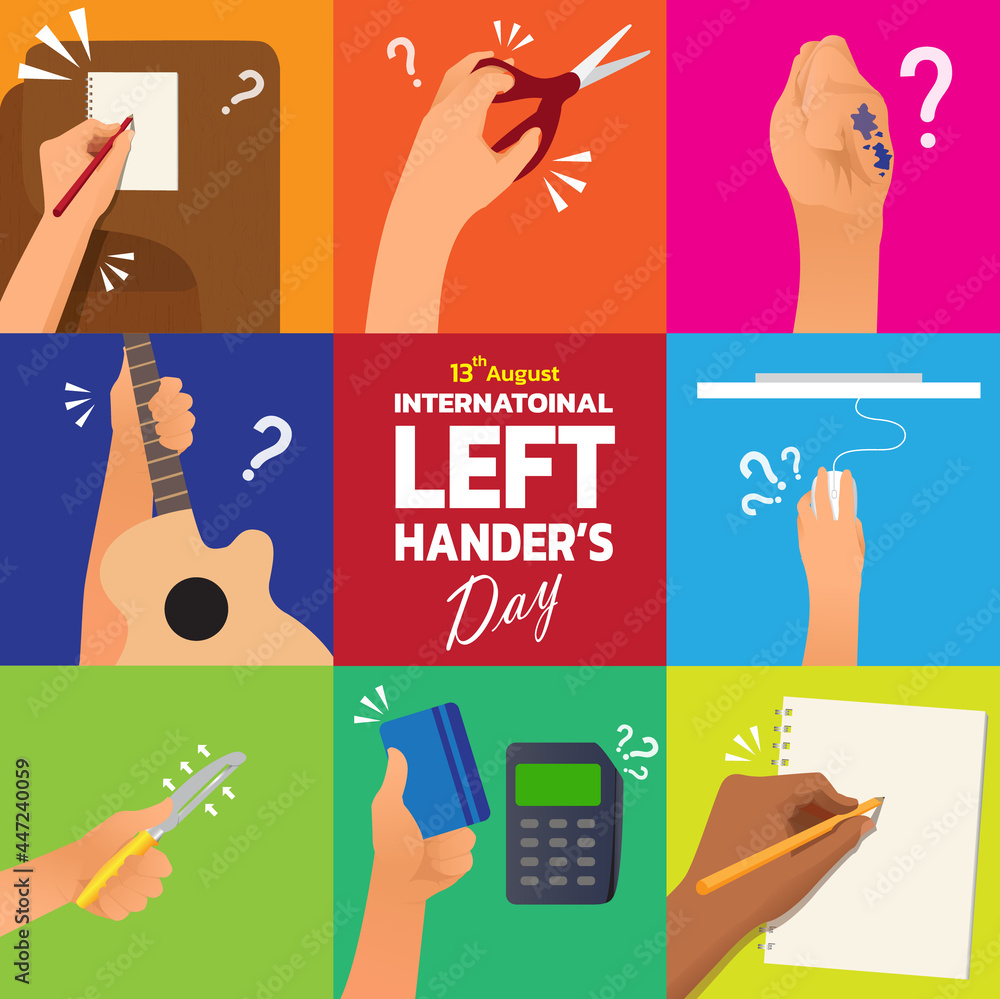 Happy Left-handers Day. Left-handed character illustration. Vector ...