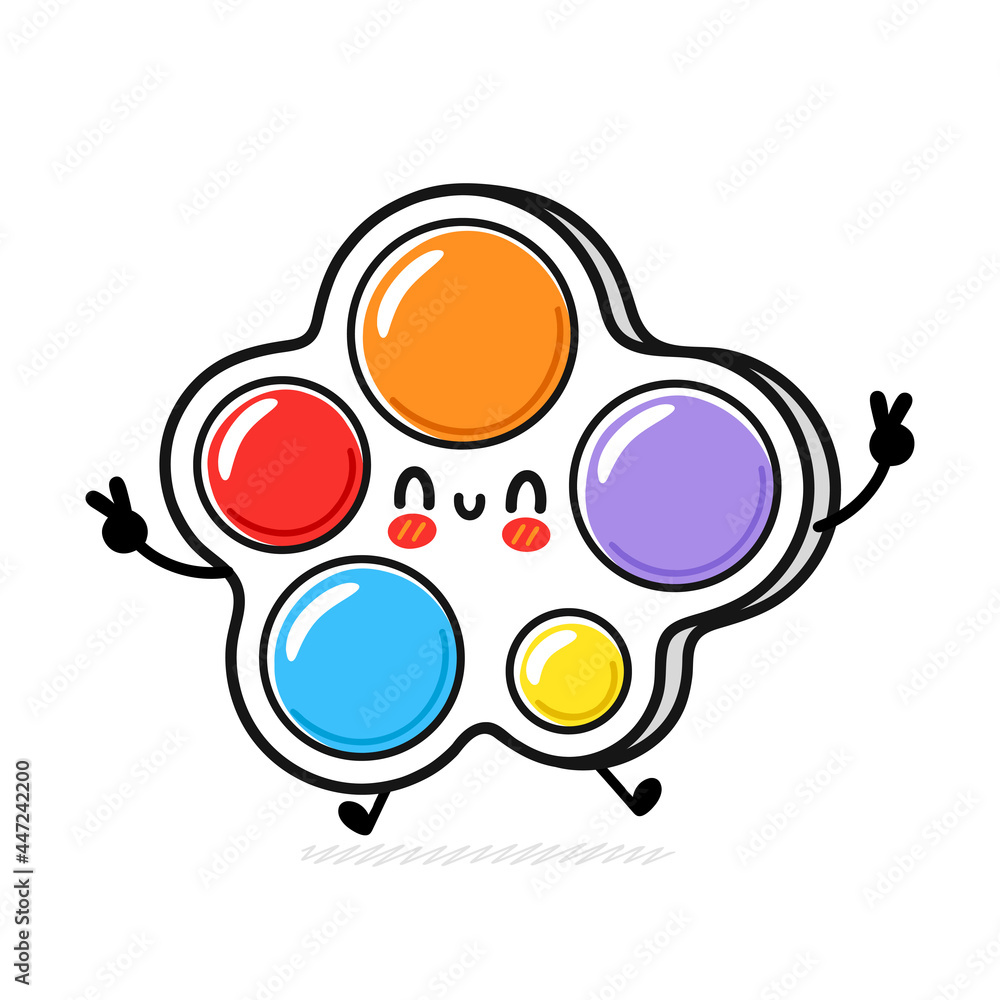 Cute funny Simple dimple fidget sensory toy. Vector hand drawn cartoon ...