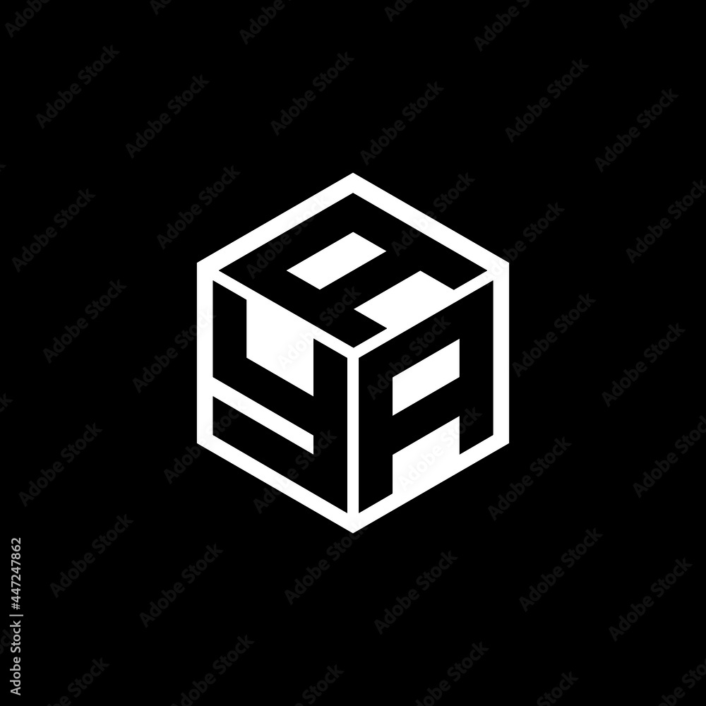 YAA letter logo design with black background in illustrator, cube logo ...