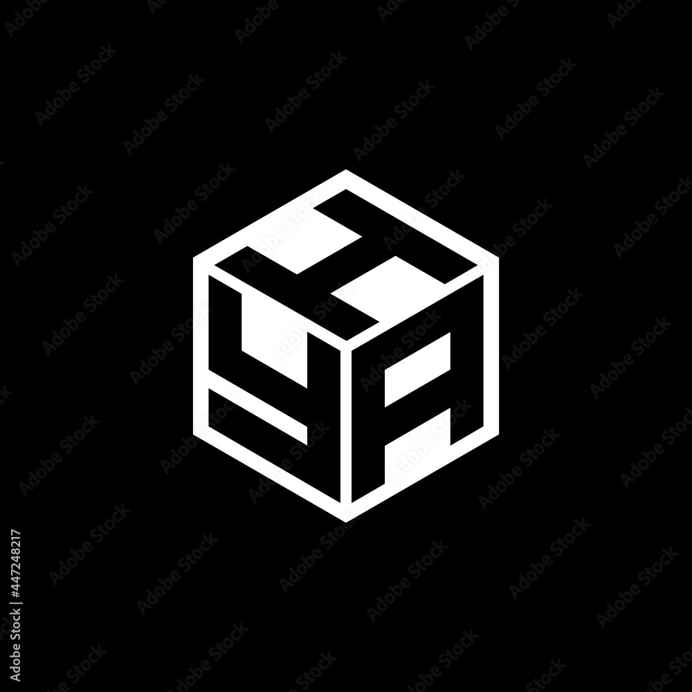 YAH letter logo design with black background in illustrator, cube logo ...