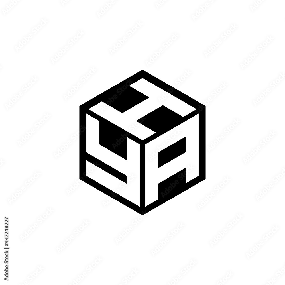 YAH letter logo design with white background in illustrator, cube logo ...