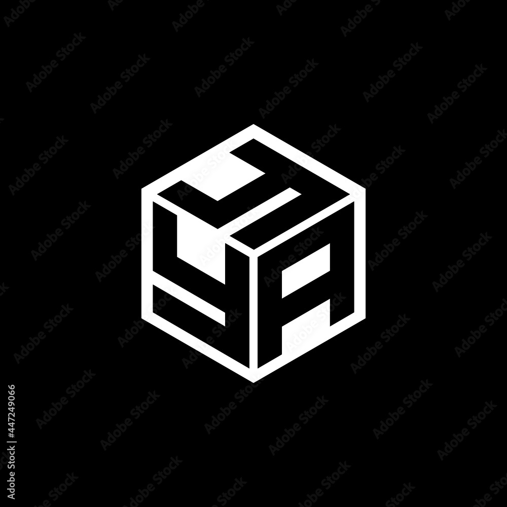 YAY letter logo design with black background in illustrator, cube logo ...
