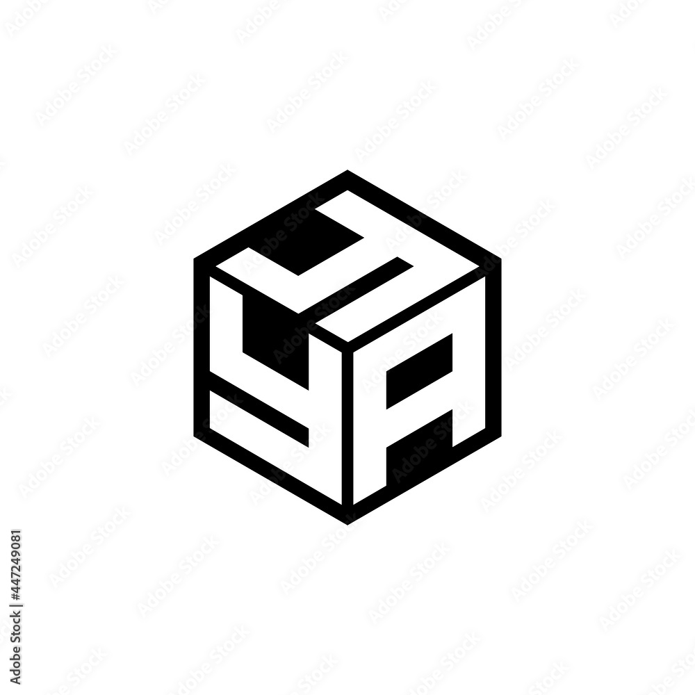YAY letter logo design with white background in illustrator, cube logo ...