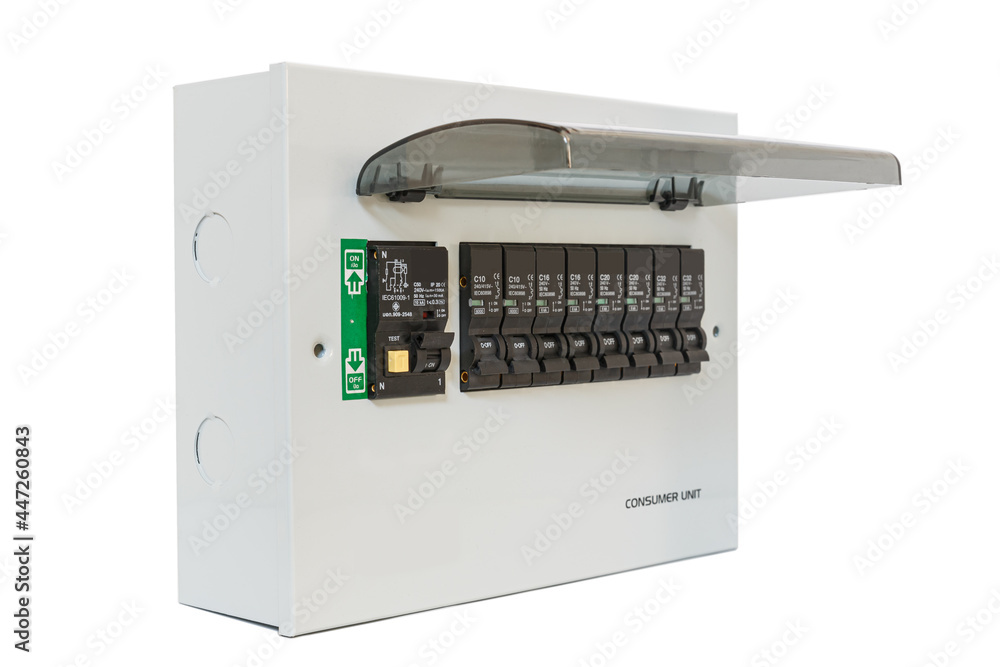 Consumer unit with automatic fuses and switchboard with circuit ...